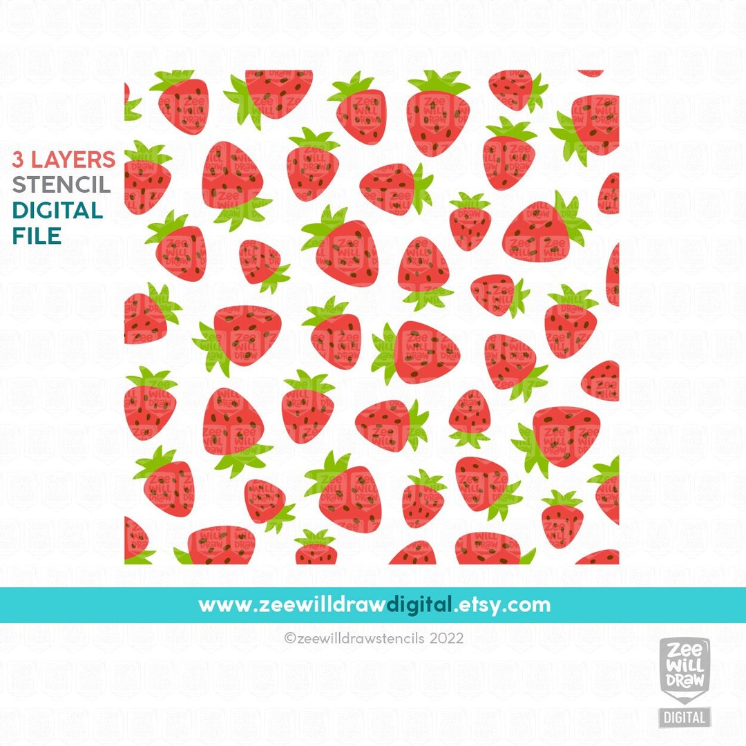 Strawberries Stencil FILE, DIGITAL DOWNLOAD - 3 Layers - Etsy