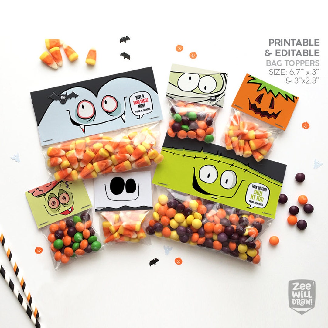 Halloween Bag Toppers, Halloween Treat Bag Topper, Halloween Gift ...