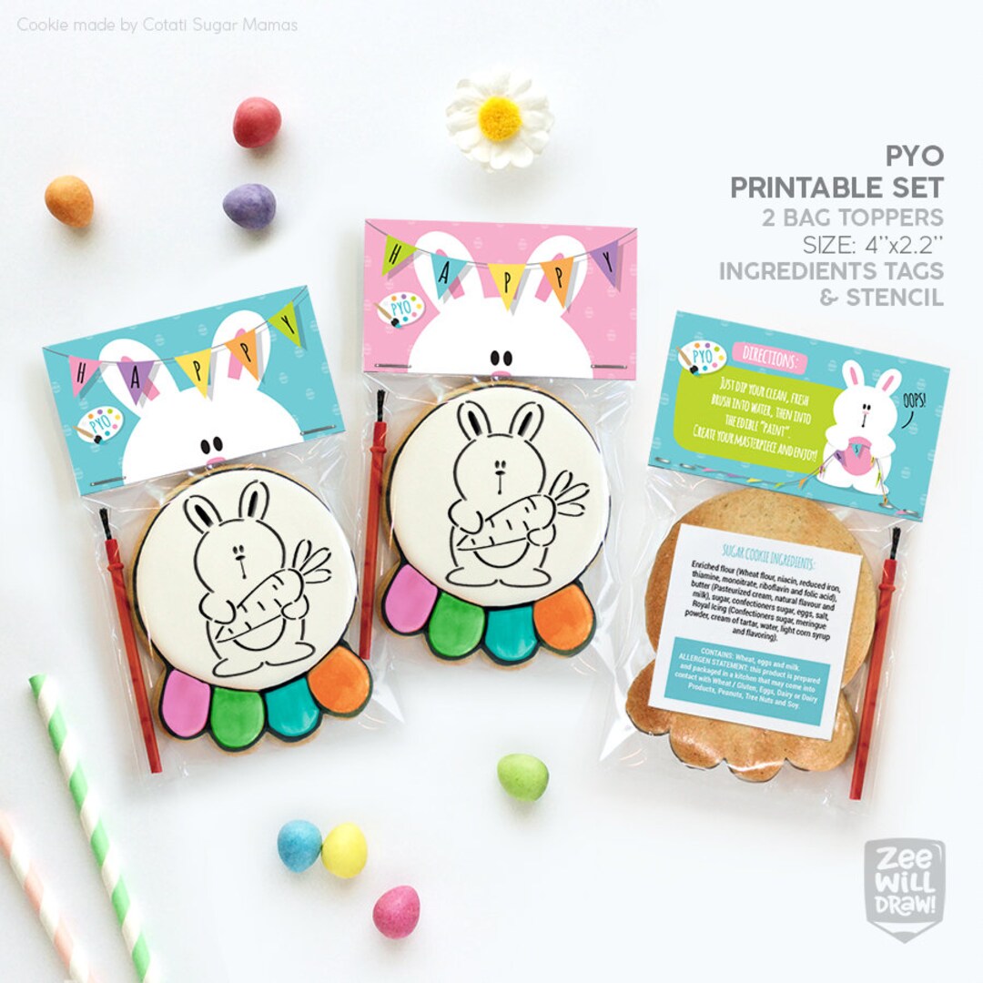 Easter Bag Toppers for PYO Cookies, Set of 2 PRINTABLE - Etsy