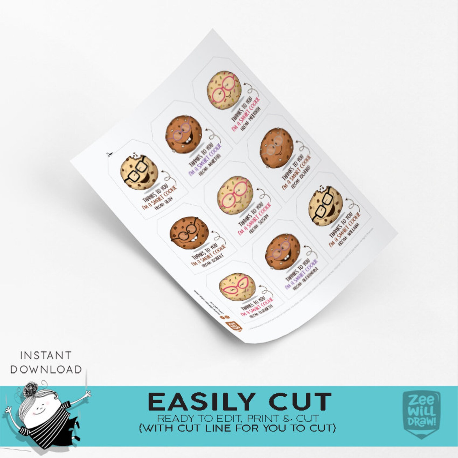 Smart Cookie Tags - Printable and Editable File - Etsy Canada