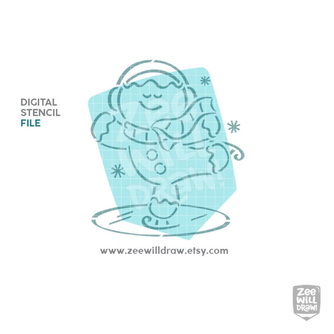 Gingerbread Man Cookie Ice Skating PYO Stencil FILE, Instant Download ...