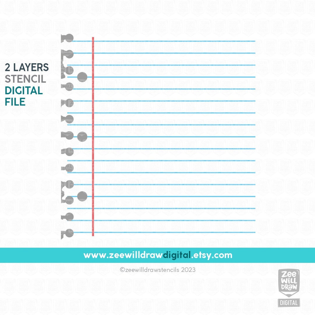 Notebook Paper Stencil FILE, DIGITAL DOWNLOAD - 2 Layers - Etsy