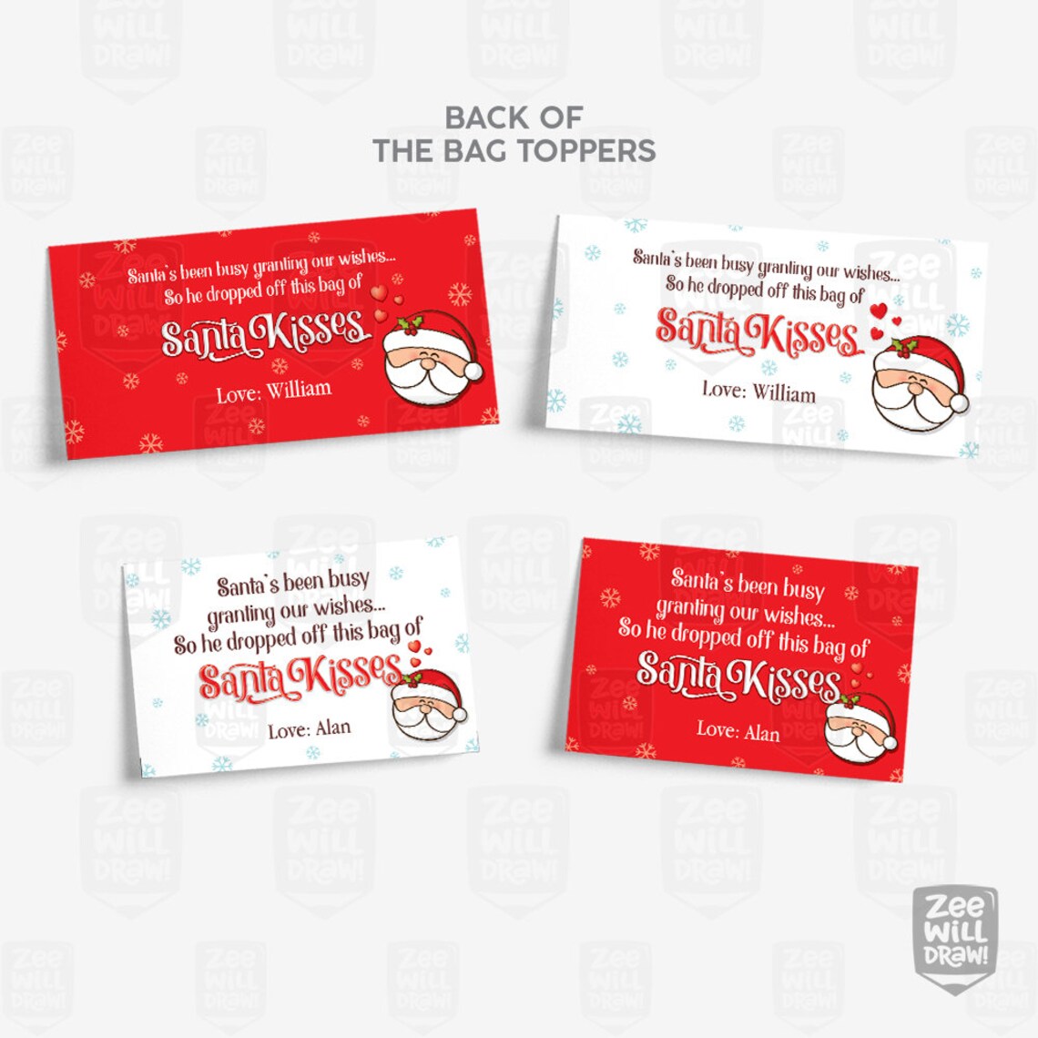 Santa Kisses Bag Topper - PRINTABLE - Etsy