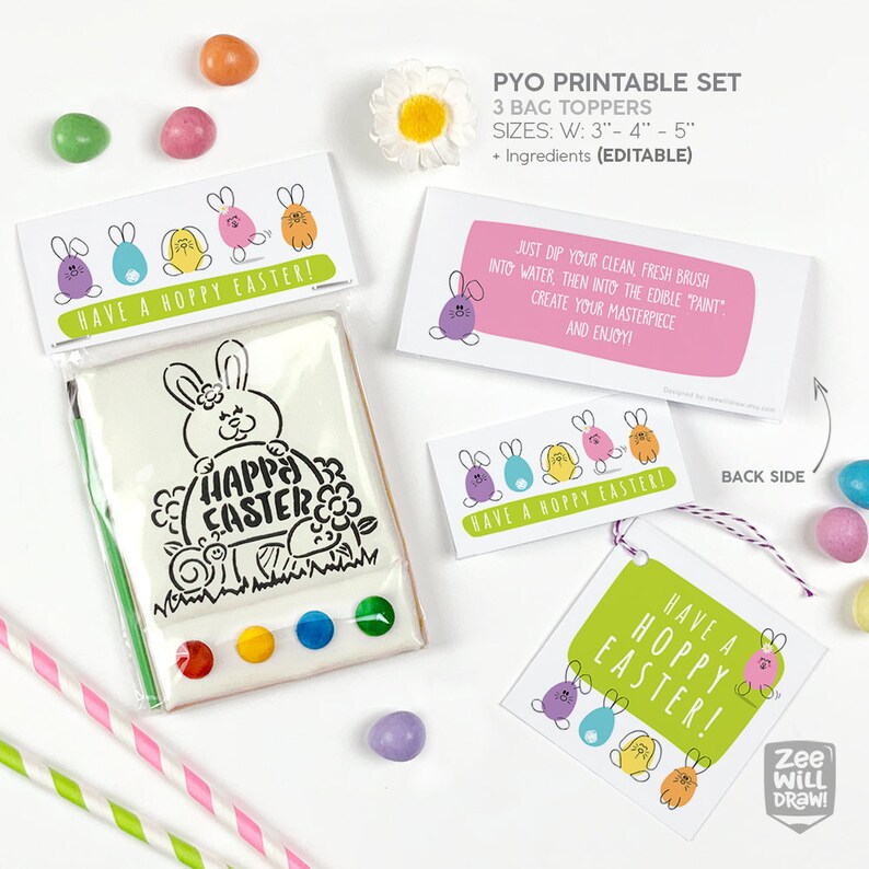 Easter Bag Topper for PYO Cookies Set of 3 Plus Tag | Etsy