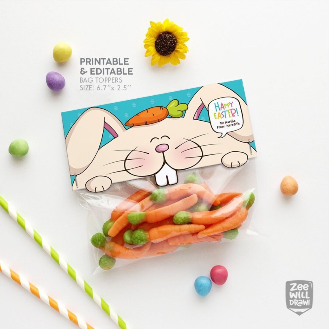 Easter Bunny Bag Topper, PRINTABLE - Instant Download, ZWDEASTER0023 - Etsy