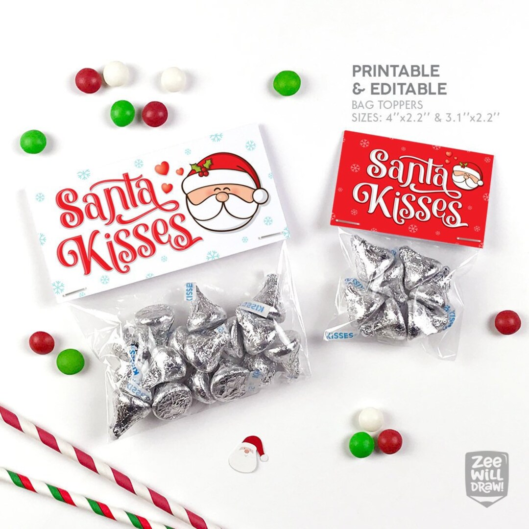 Santa Kisses Bag Topper - PRINTABLE - Etsy