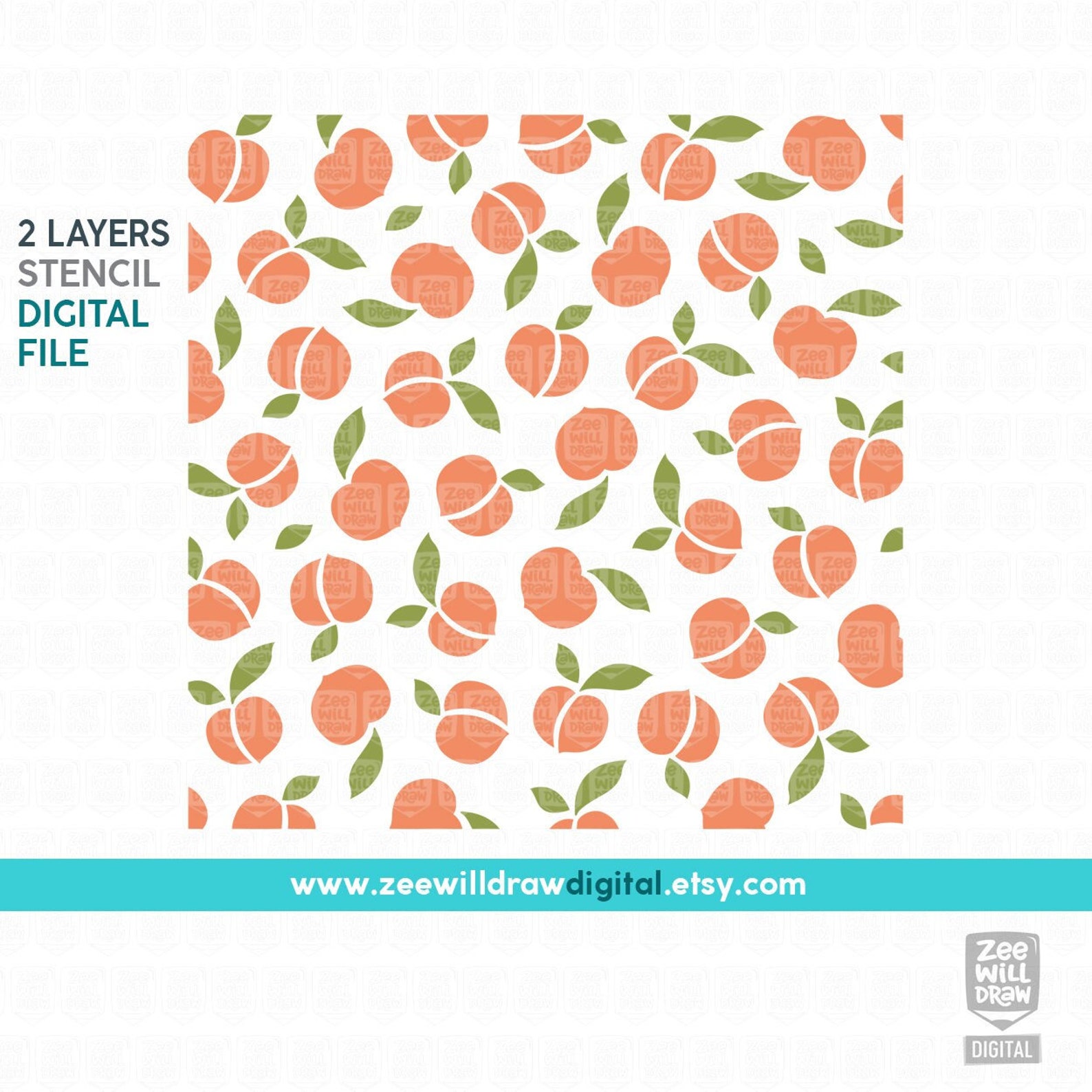 Peaches Stencil FILE DIGITAL DOWNLOAD 2 Layers - Etsy