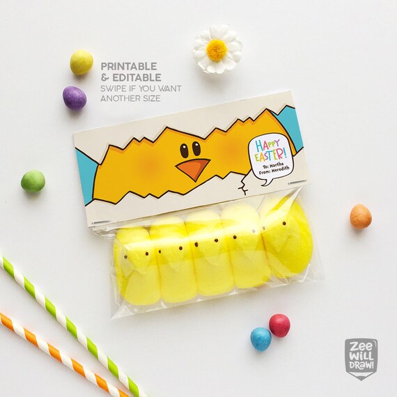 Printable Chick Easter Bag Topper - Etsy