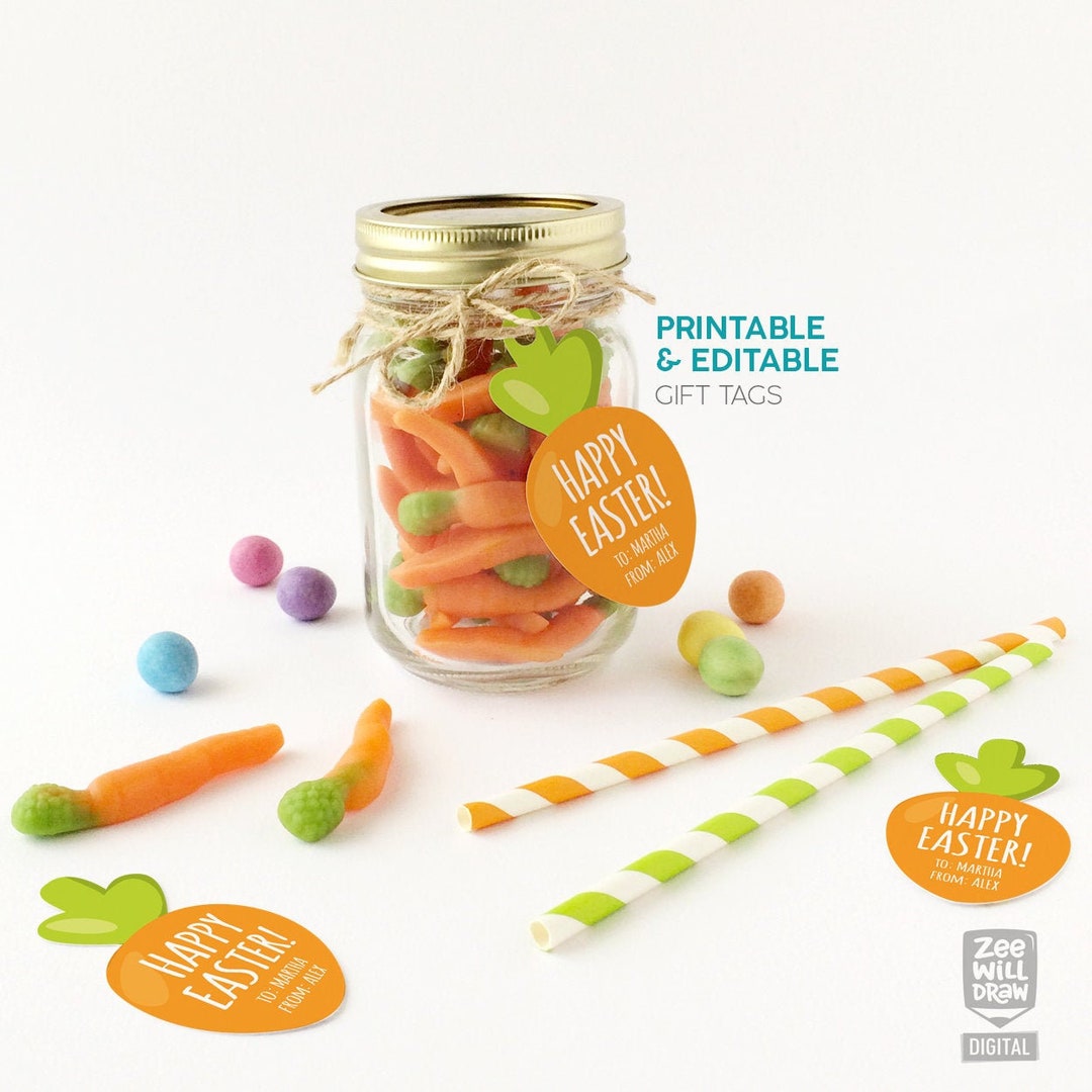 Easter Carrot Gift Tags, PRINTABLE & EDITABLE - Instant Download - Etsy
