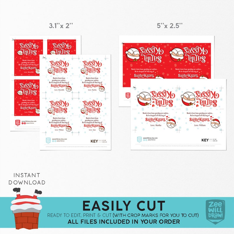 Santa Kisses Bag Topper - PRINTABLE - Etsy