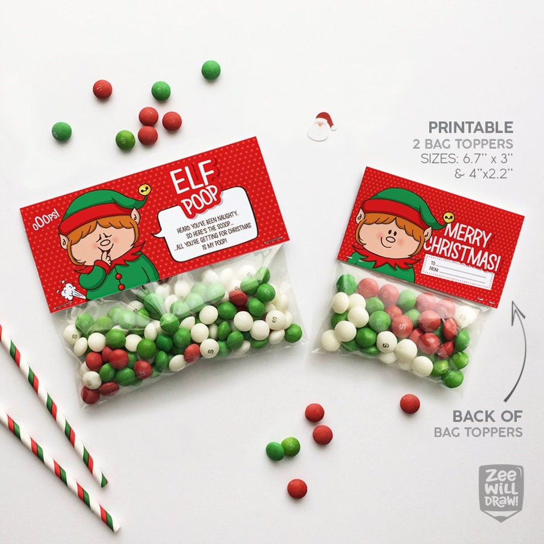 Christmas Bag Topper, Elf Poop, Elf, Elves, Xmas Gift Bag Topper ...