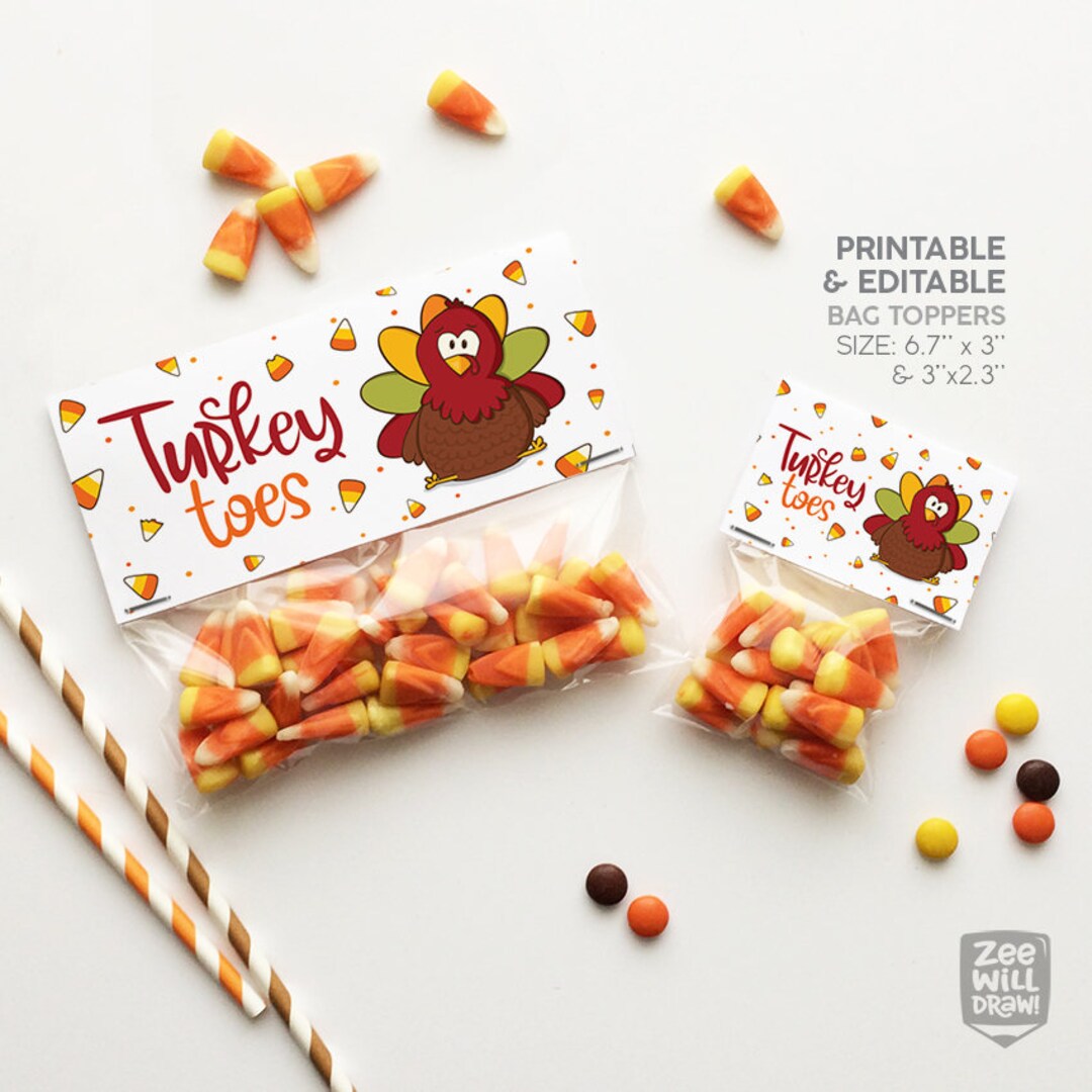 Turkey Toes Bag Topper, Thanksgiving Favor - Etsy