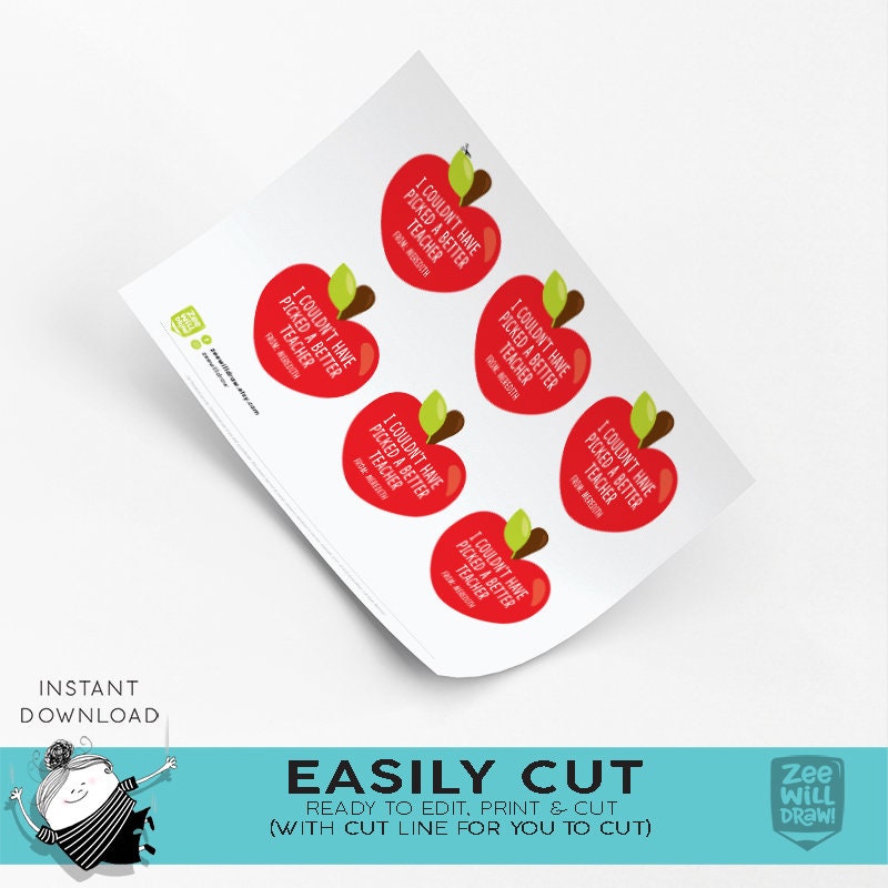 Apple Gift Tag for Teacher / Teacher Appreciation Printable - Etsy