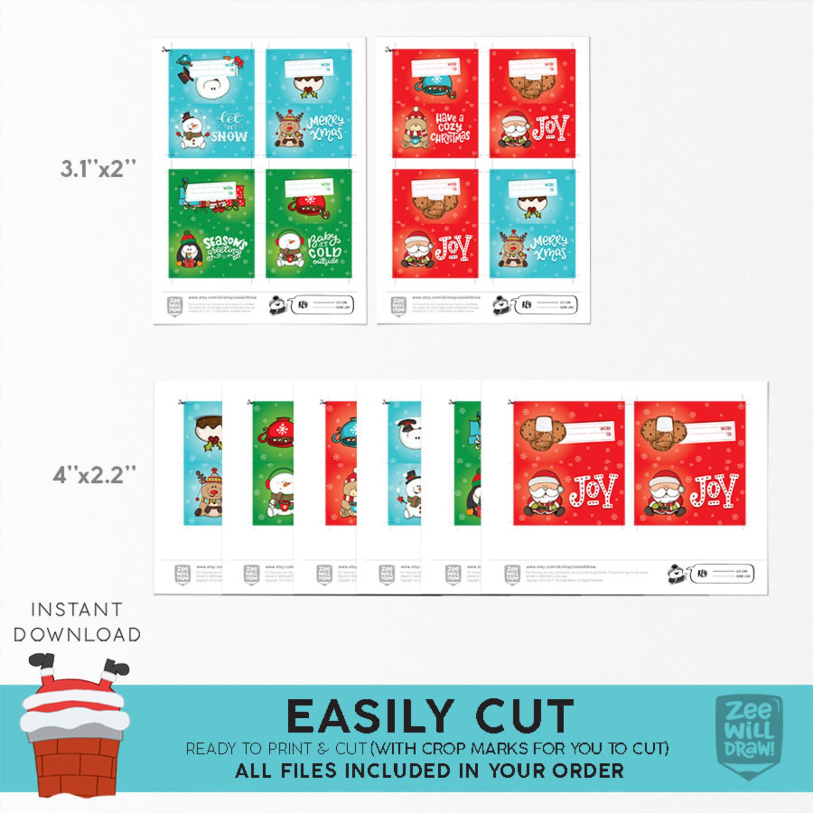 Christmas Bag Toppers PRINTABLE | Etsy