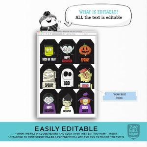 Printable Halloween Gift Tags, Halloween Tags, Pumpkin, Monsters, Mummy ...