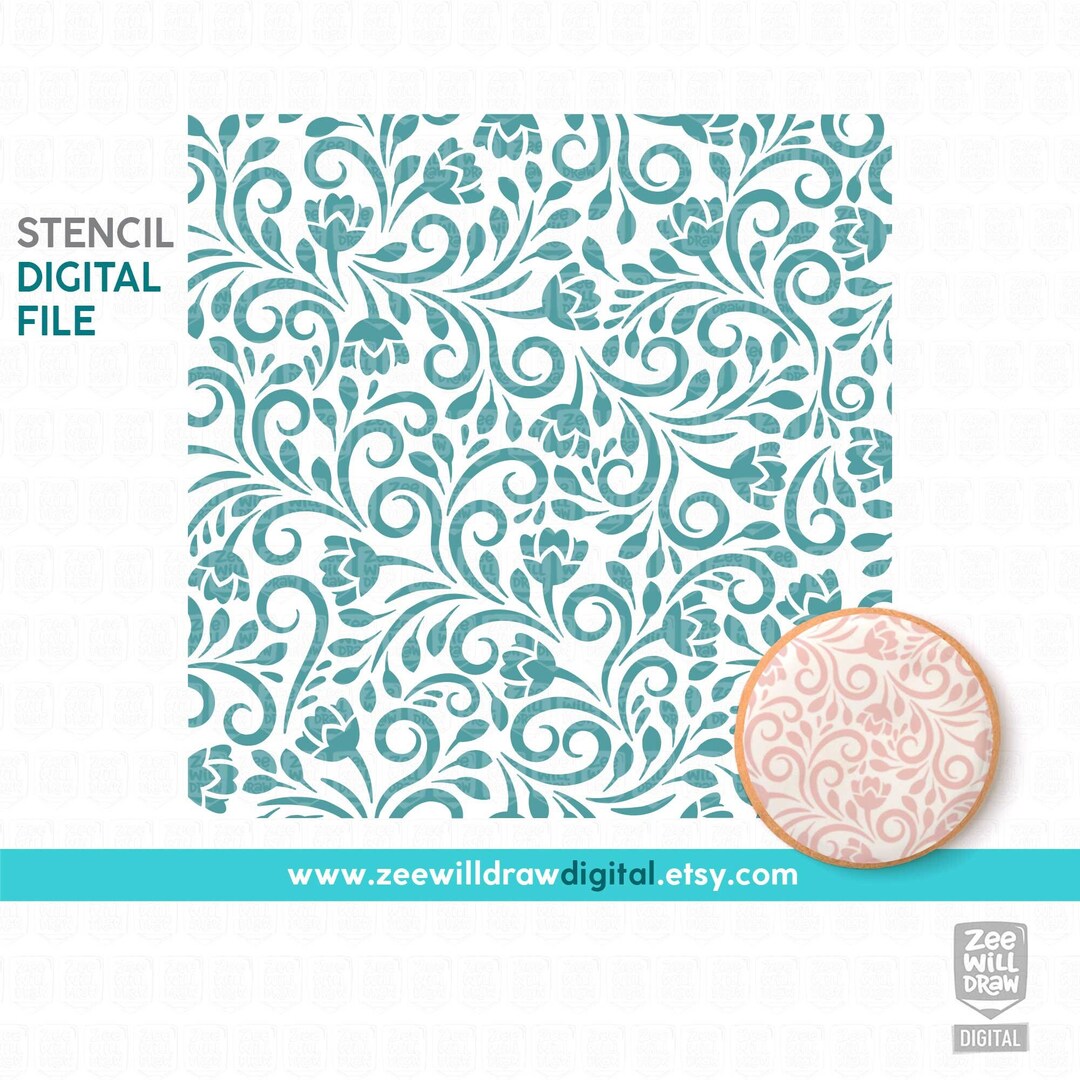 Floral Pattern Stencil FILE, DIGITAL DOWNLOAD - Etsy