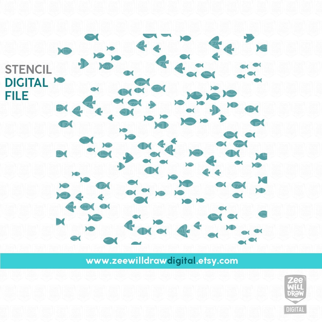 School of Fish Stencil FILE DIGITAL DOWNLOAD 2 Layers - Etsy