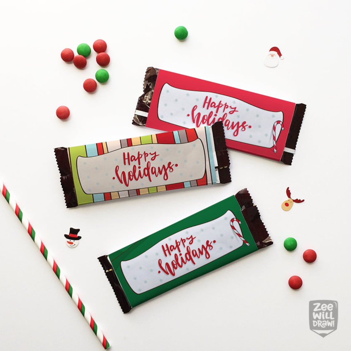 Christmas Chocolate Wrappers Candy Bar Wrappers Chocolate | Etsy