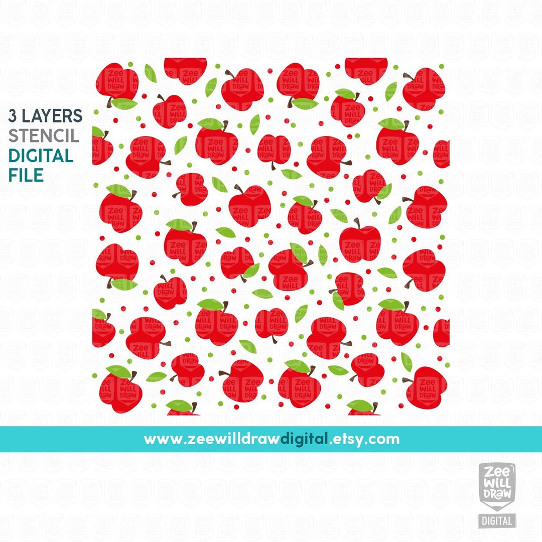 Apple Pattern Stencil FILE, DIGITAL DOWNLOAD - 3 Layers - Etsy