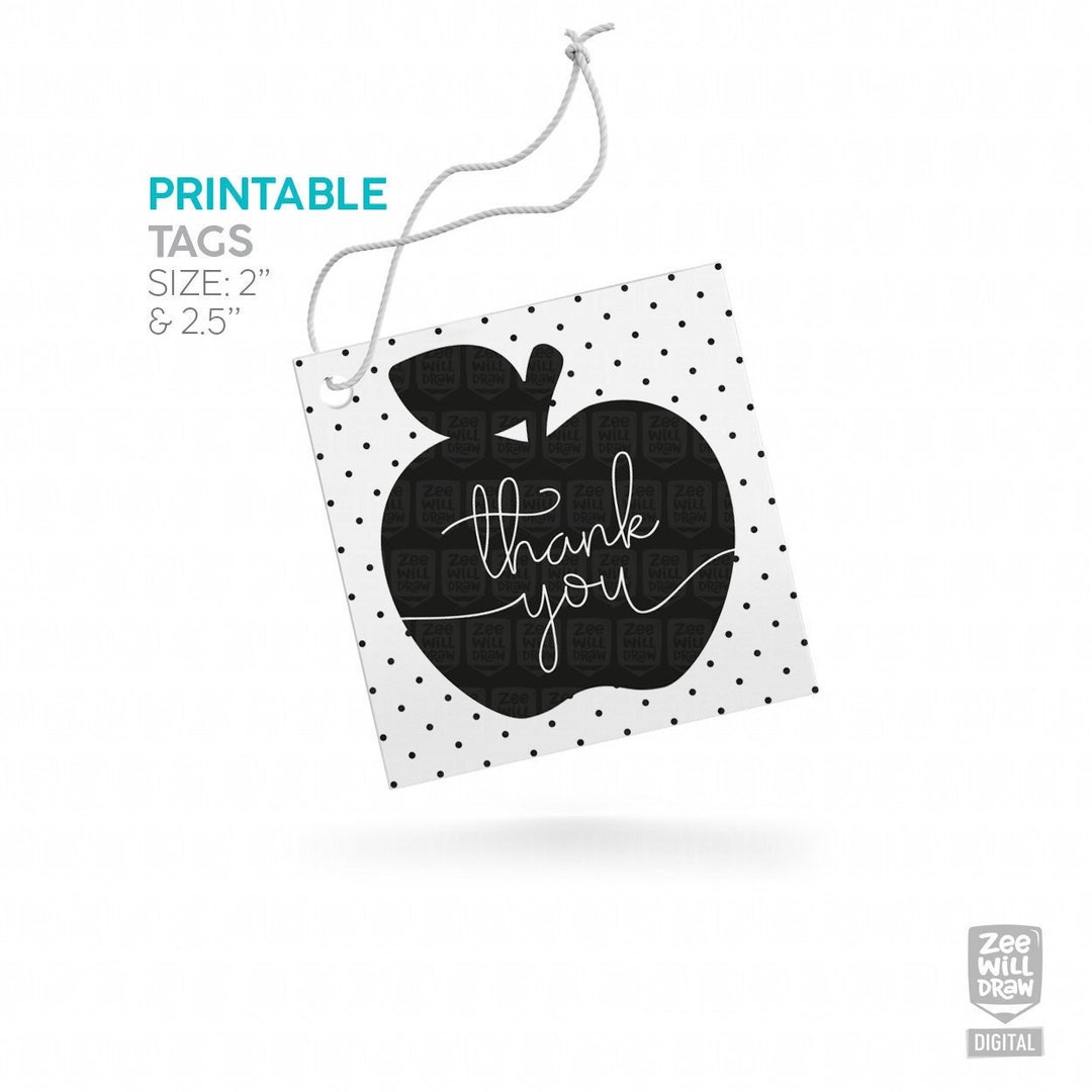 Thank You Apple Square Printable Gift Tags - Etsy