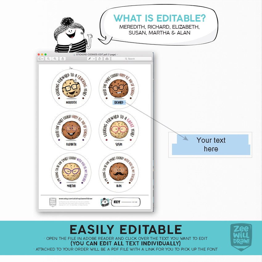 Back to School Printable Stickers, Smart Cookie Sticker, Back 2 School ...
