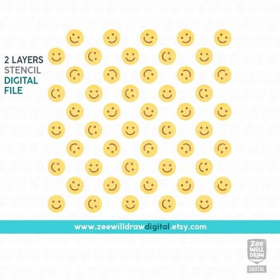 Smiley Faces Stencil FILE DIGITAL DOWNLOAD 2 Layers - Etsy