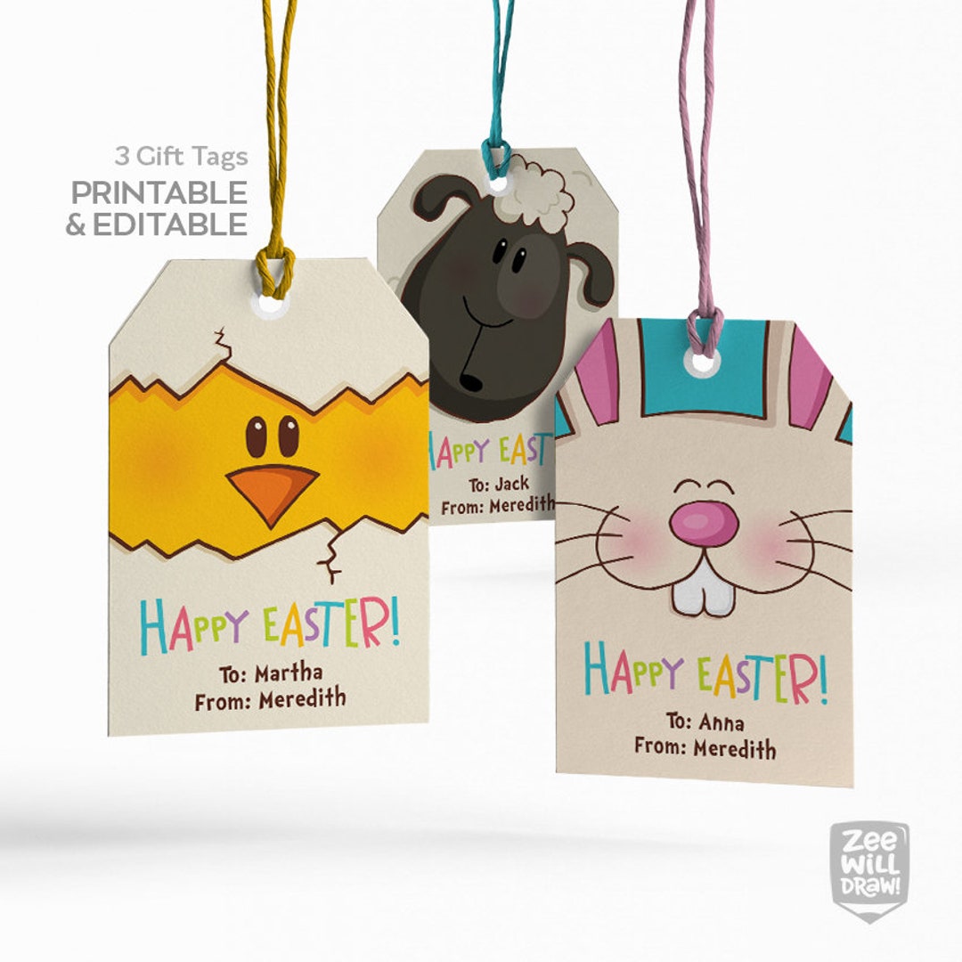 Printable Easter Gift Tags - Chick, Sheep, Bunny - Etsy