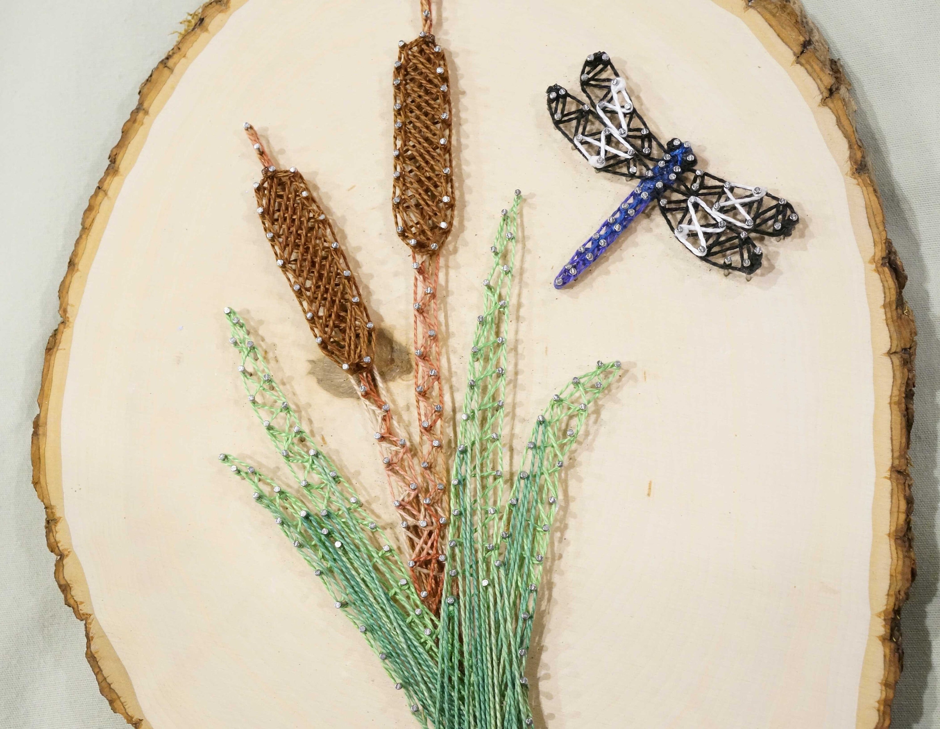 Nail and String Art on Wood FREE SHIPPING Dragonfly and - Etsy