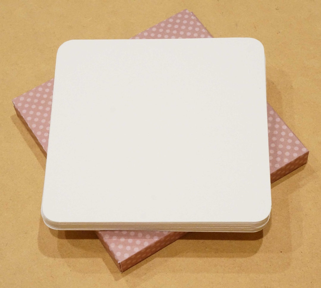 20 Blank Square Cards Natural White Round Corner 140lb Canson ...