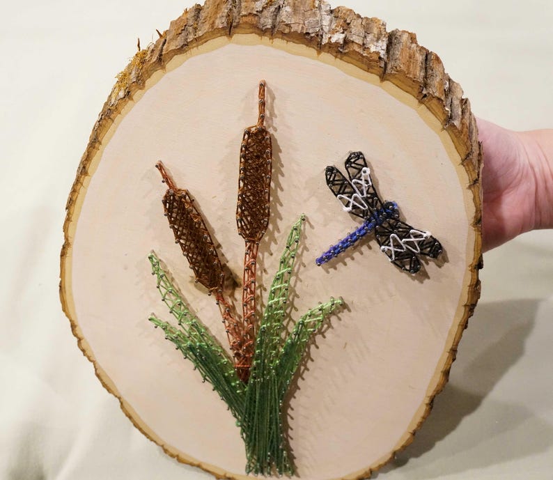 Nail and String Art on Wood FREE SHIPPING Dragonfly and - Etsy