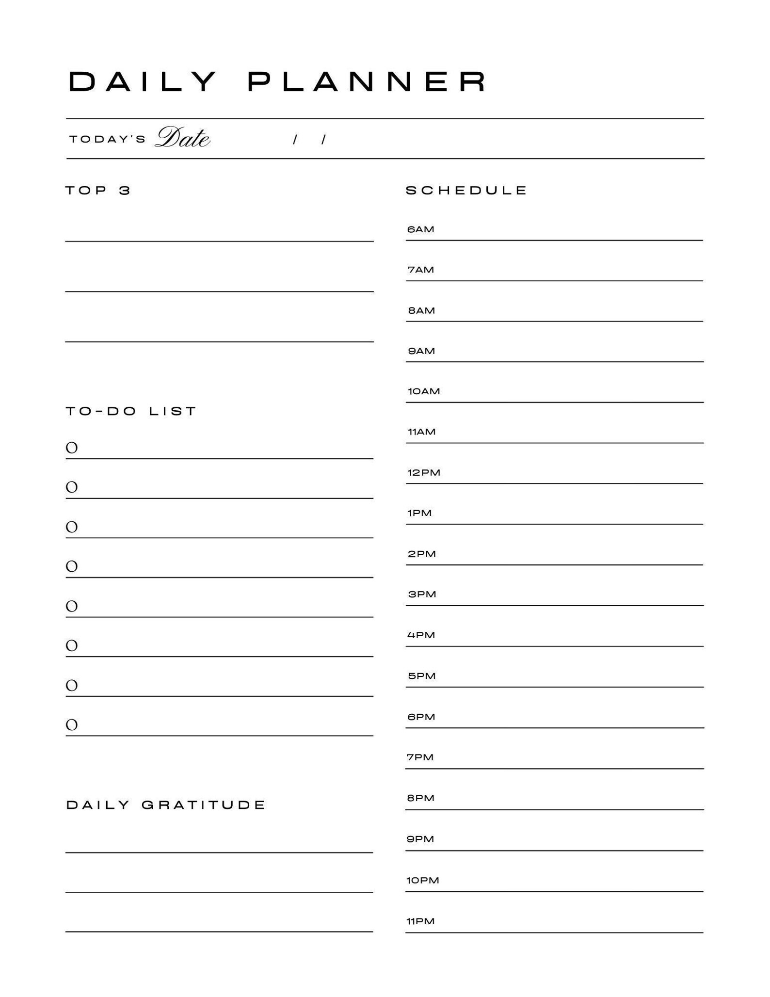 Minimalist Daily Printable Planner | Productivity Planner | Daily ...