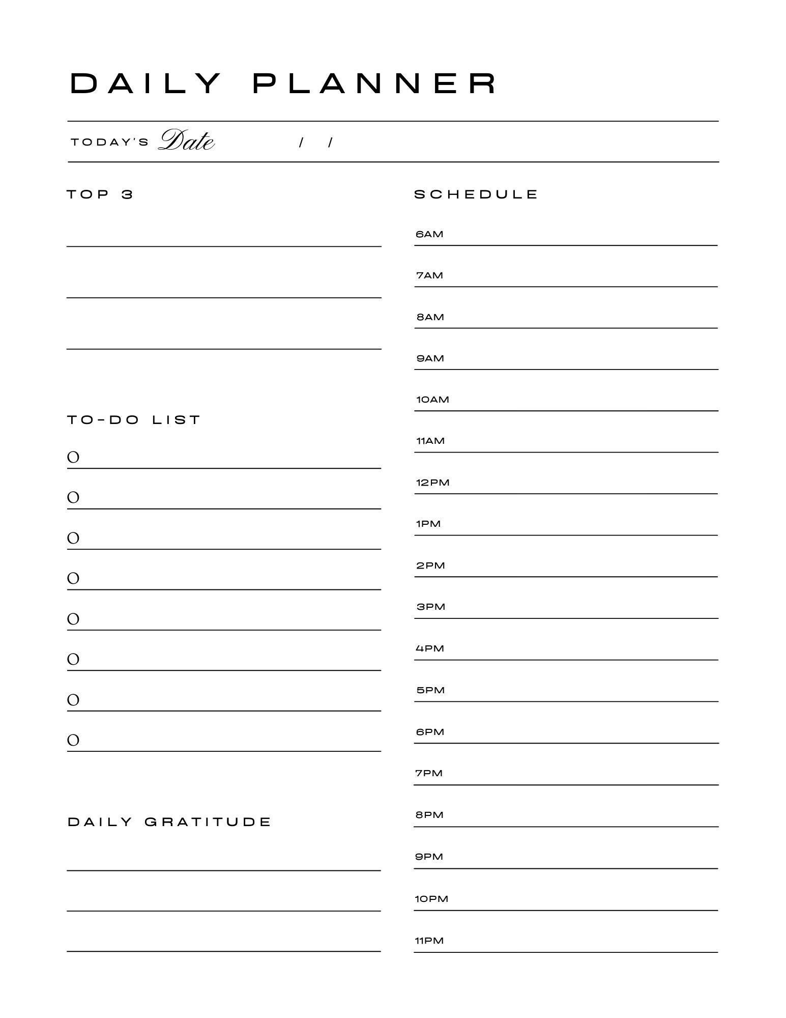 Minimalist Daily Printable Planner | Productivity Planner | Daily ...