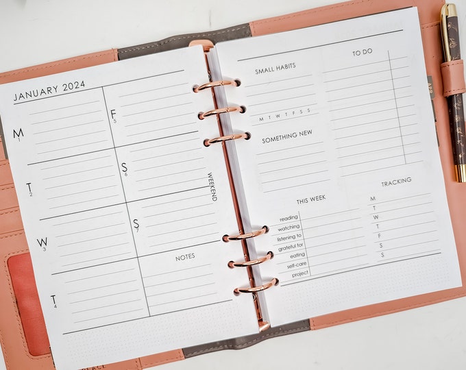 2026 - A5 WO1P With Grid Paper Planner Refill for A5 Planner Weekly ...