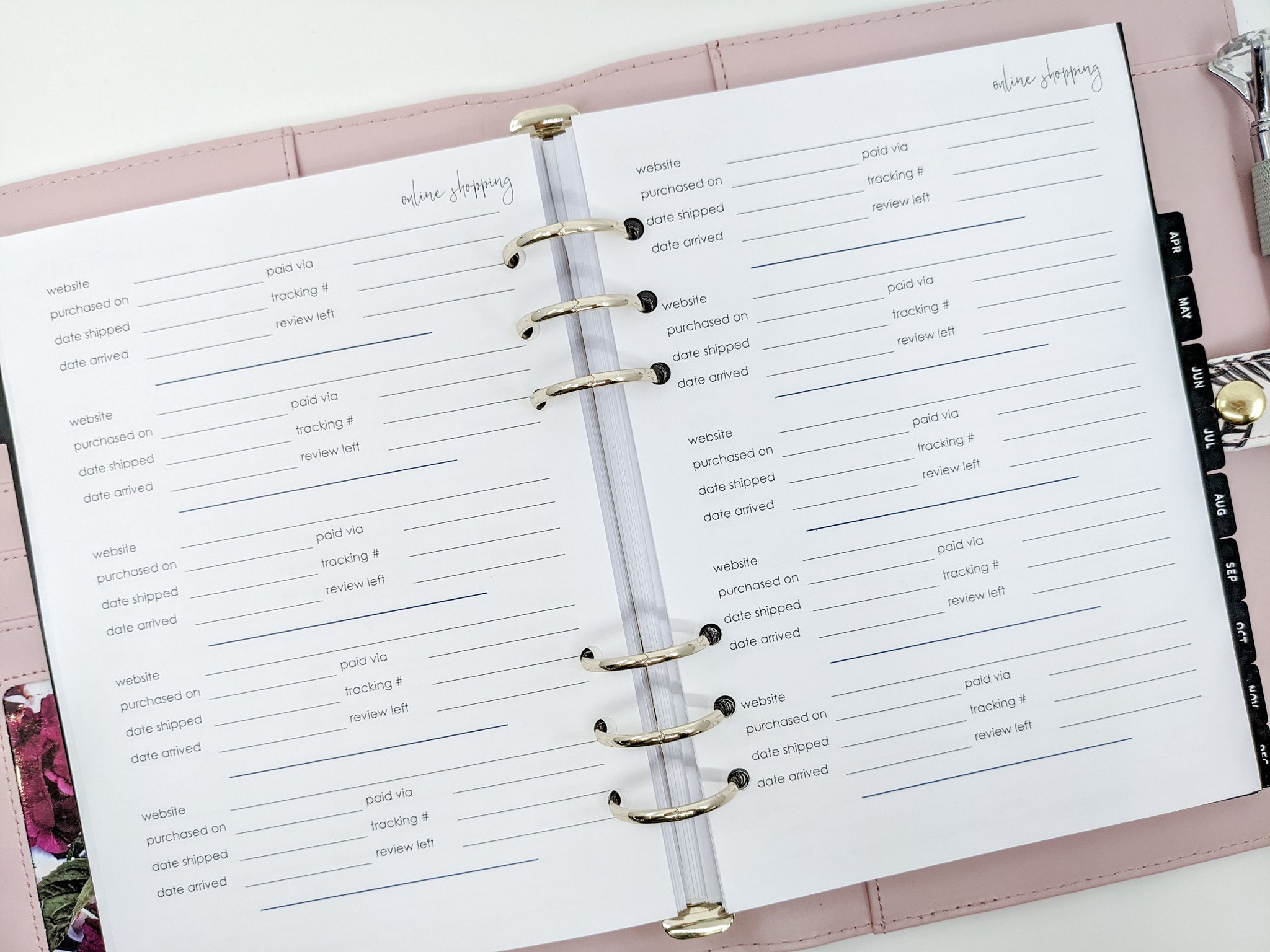 A5 Online Shopping Tracker Inserts | Planner Refill - Etsy UK