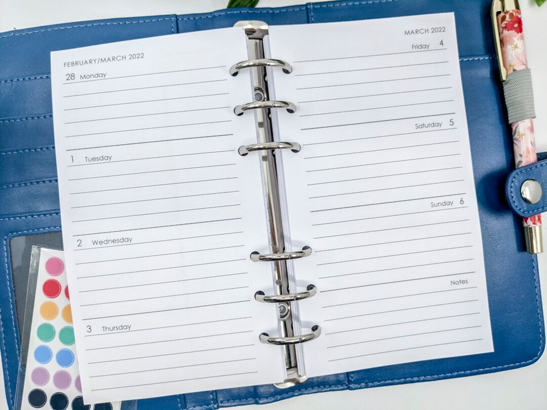Personal Size Week on Two Pages Printed Planner Inserts With Notes 2026 ...