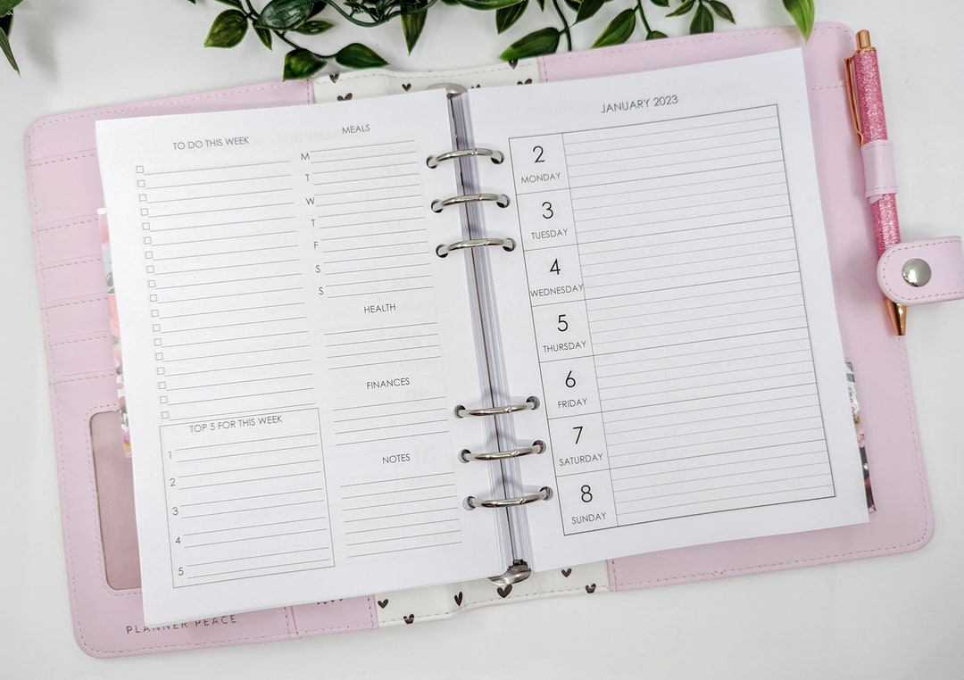 A5 Planner Refill for Filofax and 6 Ring Binders - A5 Planner Inserts ...