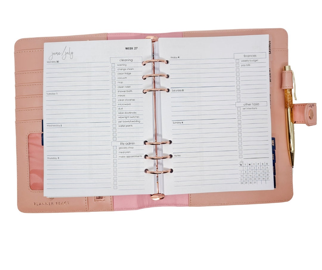 A5 Ring Planner Inserts - Pre-filled Checklists for Cleaning Weekly Planner Refill 2024 2025 ...