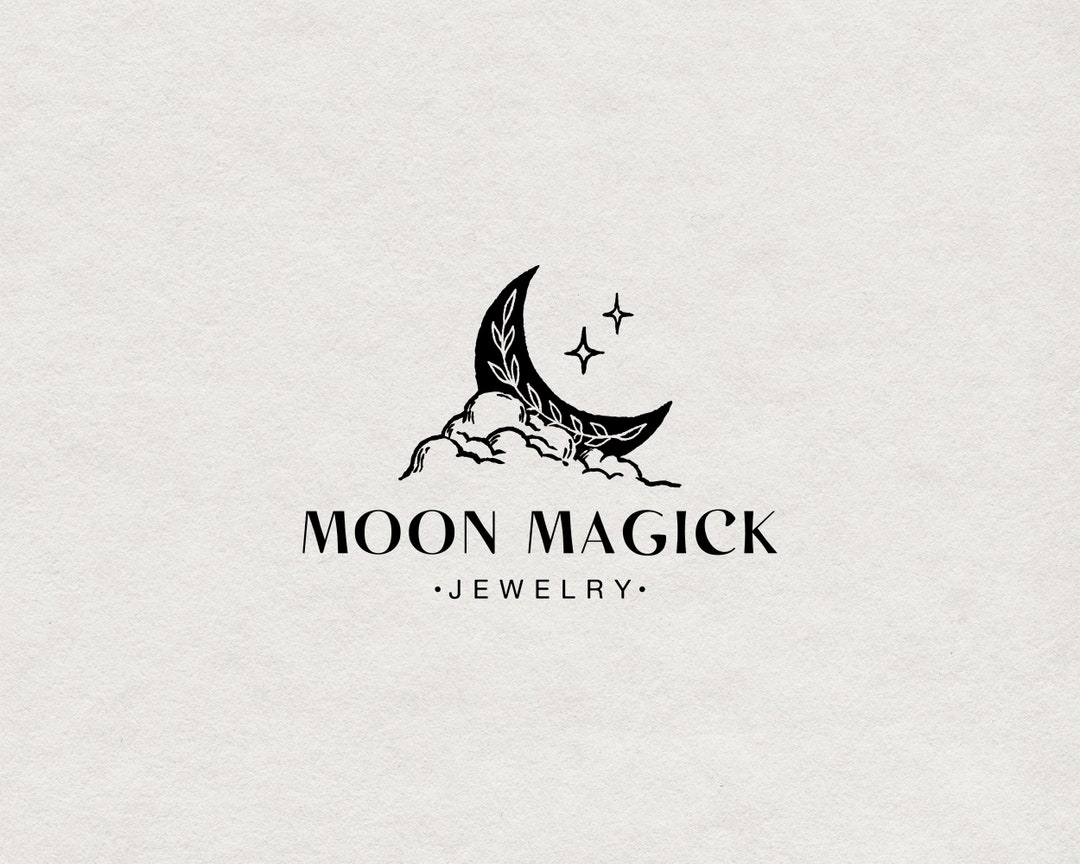 Premade Logo Handdrawn Moon & Clouds Logo Design Graphic Design Brand ...