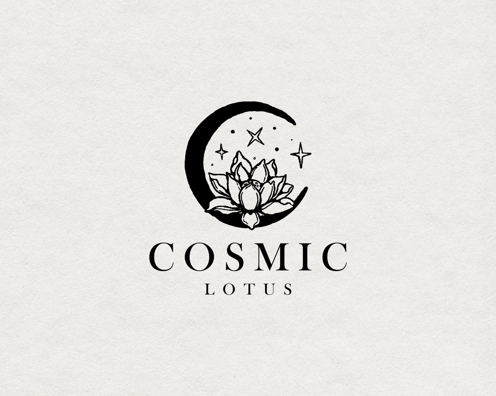 Premade Logo Handdrawn Moon & Lotus Logo Design Graphic Design Brand ...