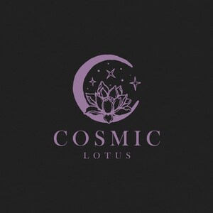 Premade Logo Handdrawn Moon & Lotus Logo Design Graphic Design Brand ...