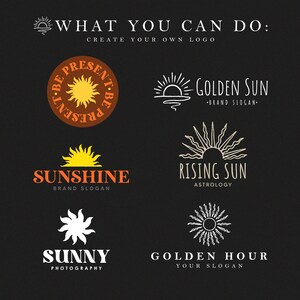 White Handdrawn Sun Elements - Logo Design- Tattoo - Vector ...