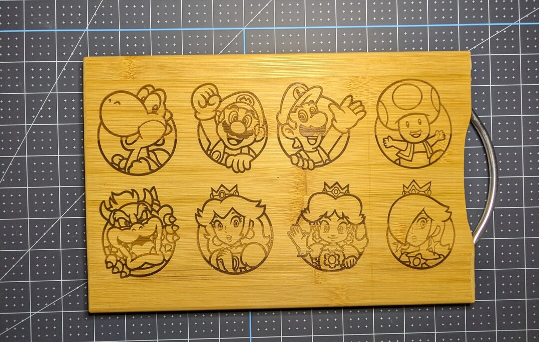 Laser Engraved Mario Character Circles Cutting Board - Etsy