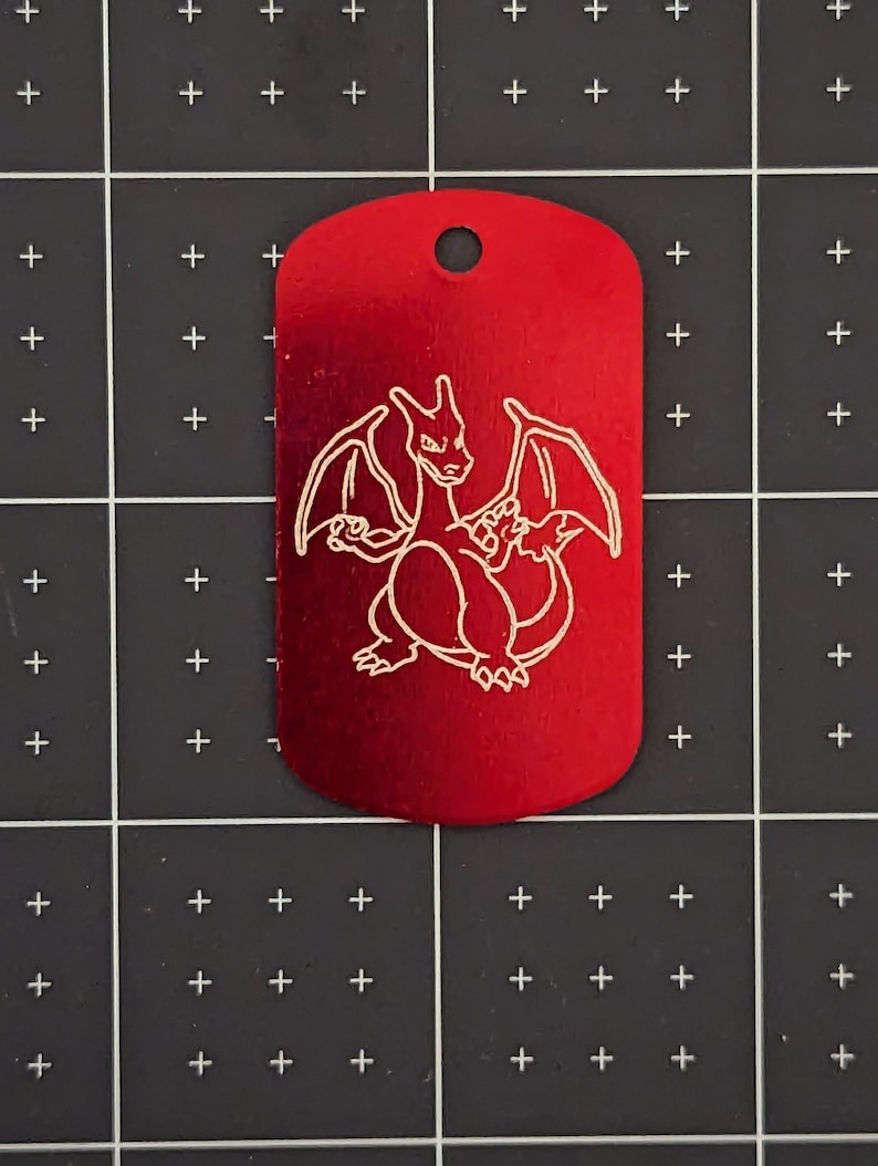 Laser Engraved Pokemon Charizard Keychain Dog Tag - Etsy