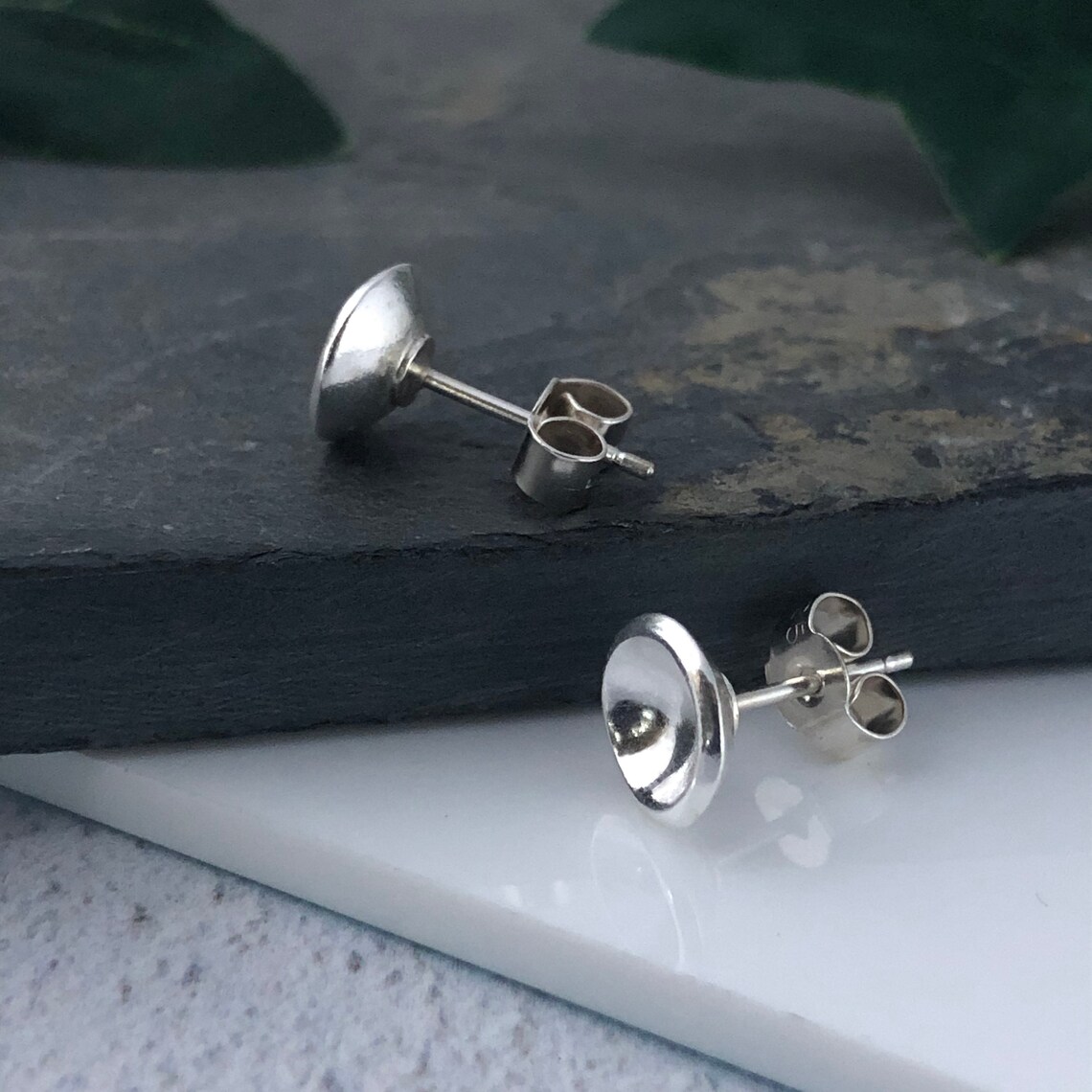 Simple Dimple Fine Silver Studs. Simple Elegant and | Etsy UK