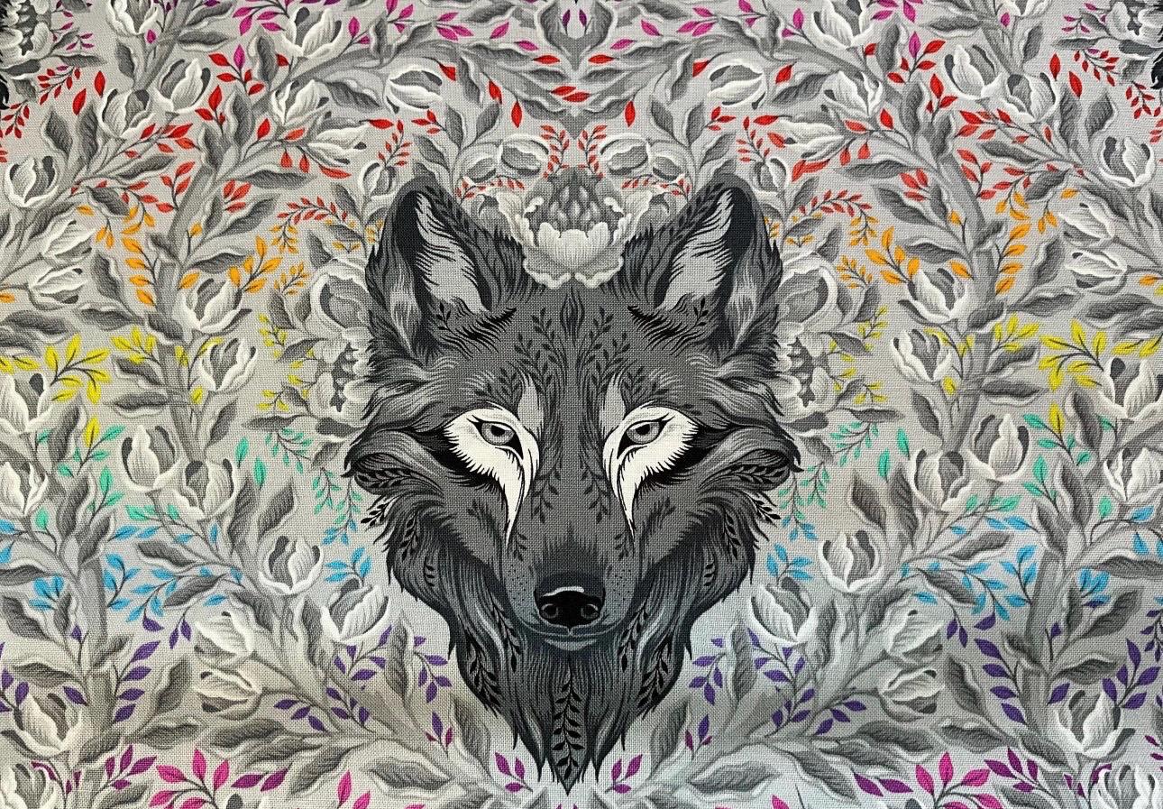 Tula Pink's Wolf of Pink Street - Fog, Graywork By the yard