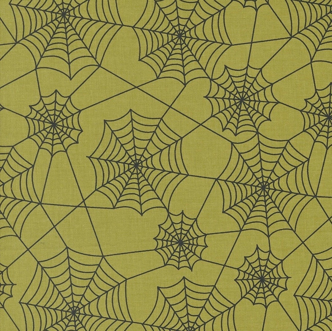 Hey Boo Witchy Green Spider Webs 5213 17 by Lella Boutique for Moda ...