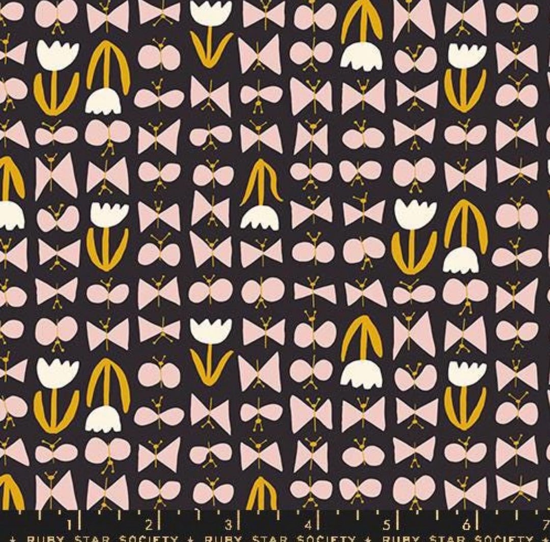 Kimberly Kight Bird Fabric: Black Butterflies, Ruby Star Society ...