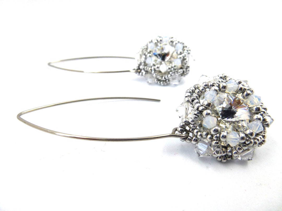 Earrings "audrey G" in 'ice Crystal' - Crystal White & Light Silver ...