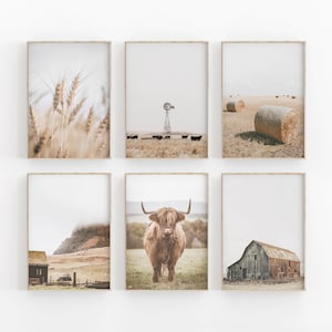 Farmhouse Print Set of 6, Nature Wall Decor, Rustic Landscape, Fall ...