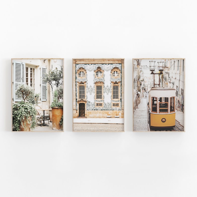 Portugal Print Set of 3 Travel Art Print Portugal City Art - Etsy